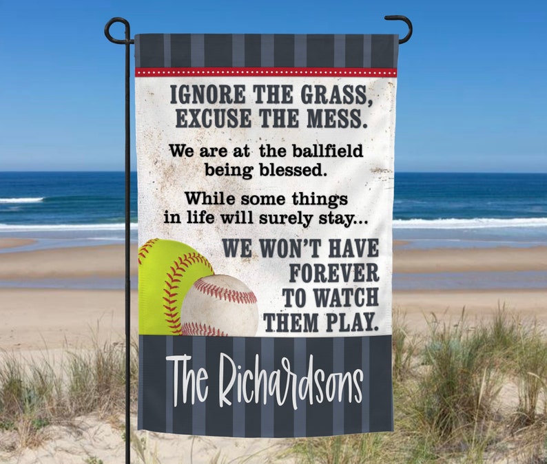 At the Ballpark Baseball Softball Flag Welcome Personalized - Etsy