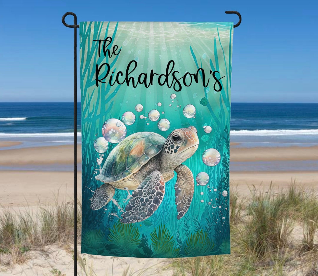 Sea Turtle Flag Welcome Personalized Flag Garden Flag - Etsy