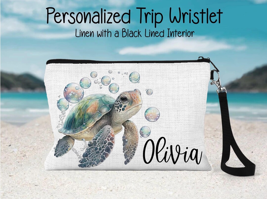 Sea Turtle Cruise Cosmetic Bag, Personalized Sea Turtle Toiletry Bag ...