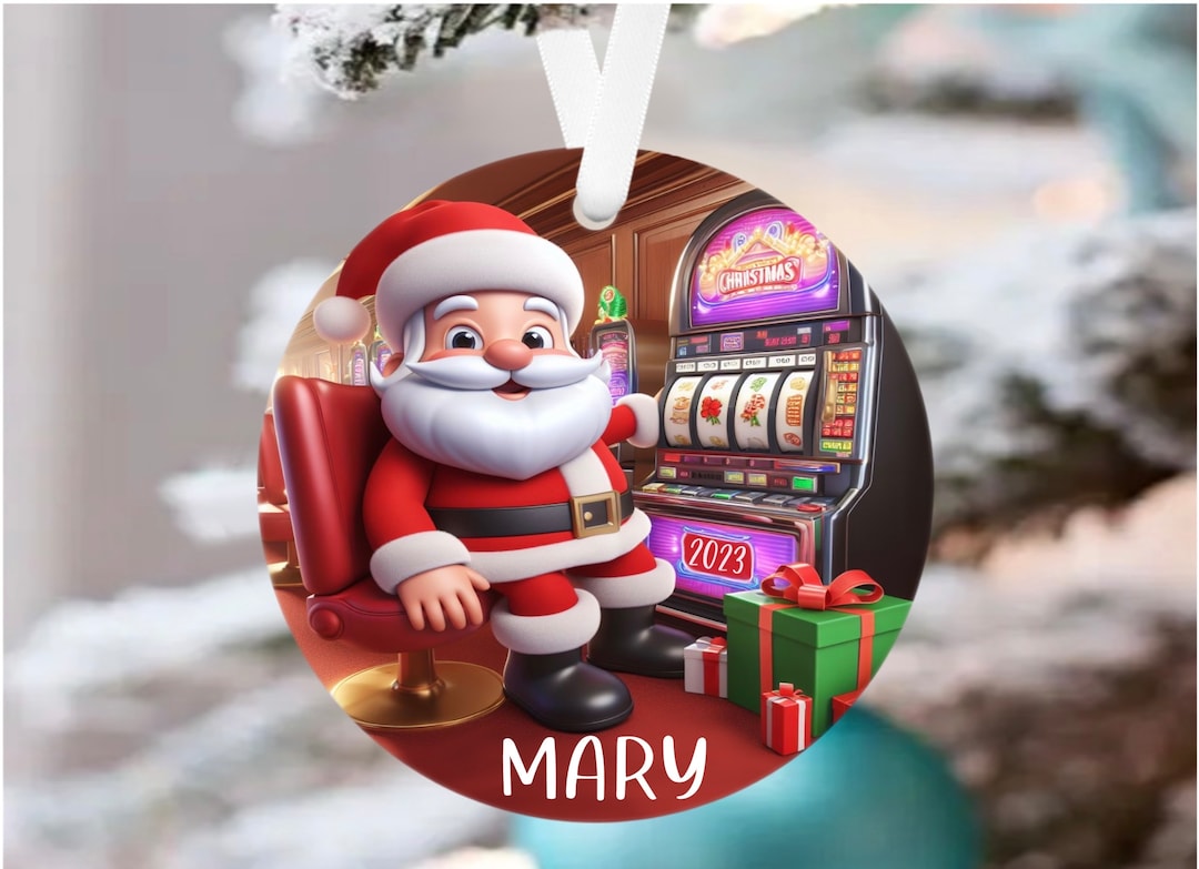 Personalized Santa Slots Slot Machine Gambling Christmas Ornament ...