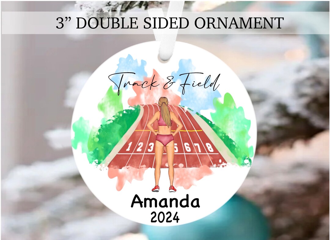 Personalized Girls Track and Field Runner Sprinter Christmas Ornament ...