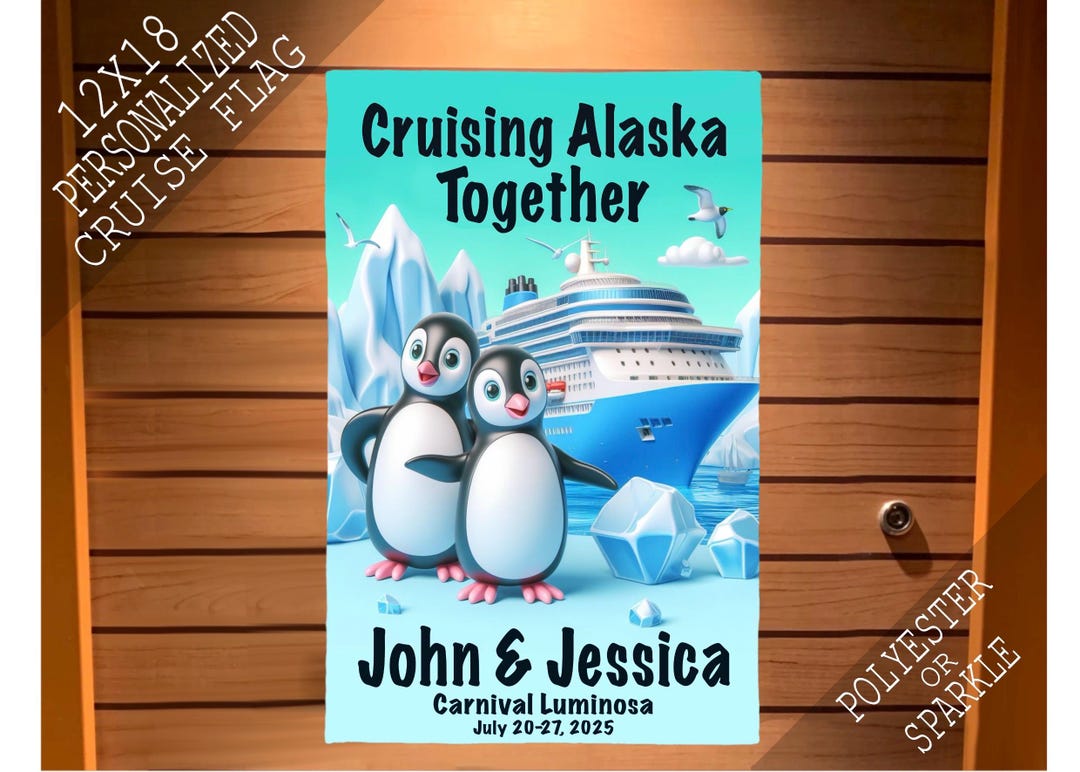 Alaska Penguin Cruise Magnet, Personalized Cruise Sign, Cruise Door ...