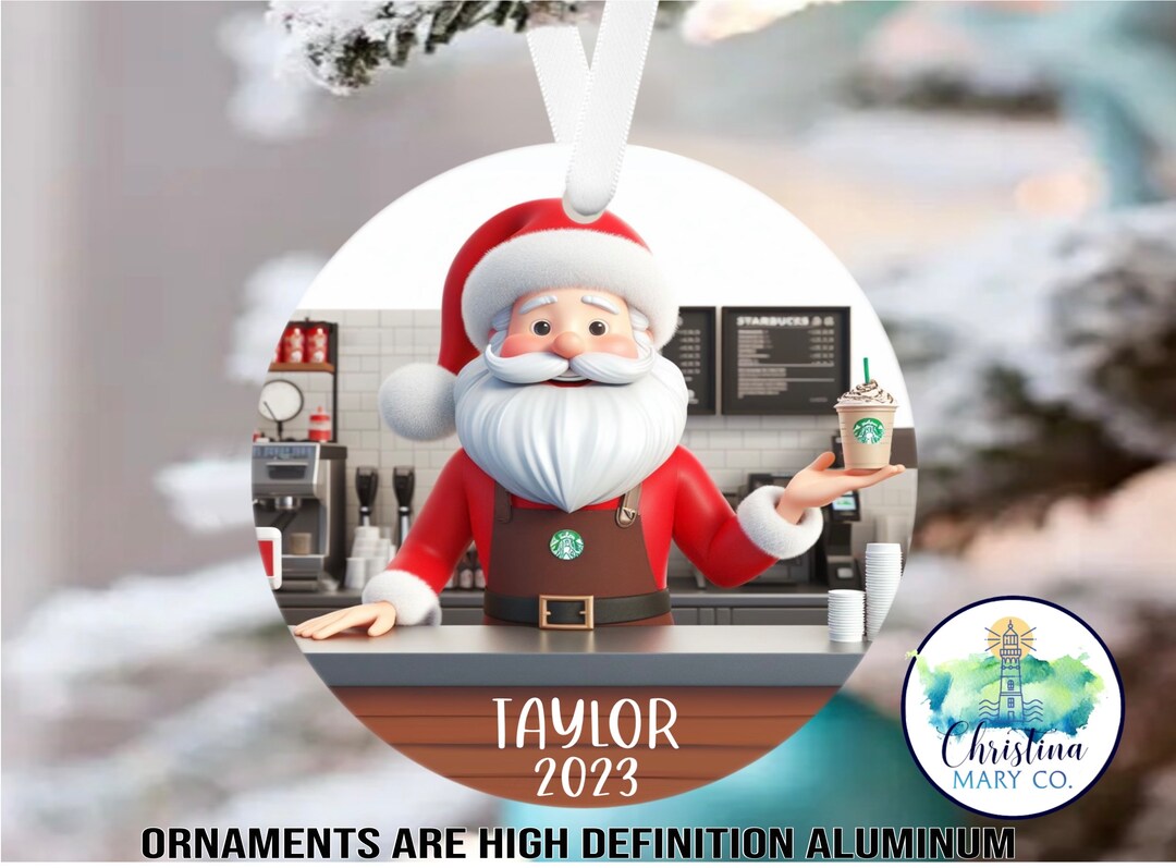 Personalized Santa Coffee Barista Starbucks Christmas Ornament ...