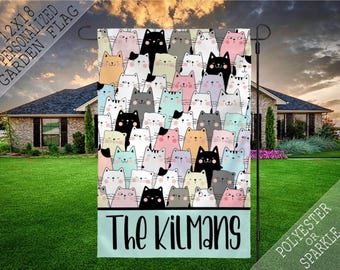 Personalized Cat Lovers Wildflower Garden Lawn Flag, Custom Mother's ...