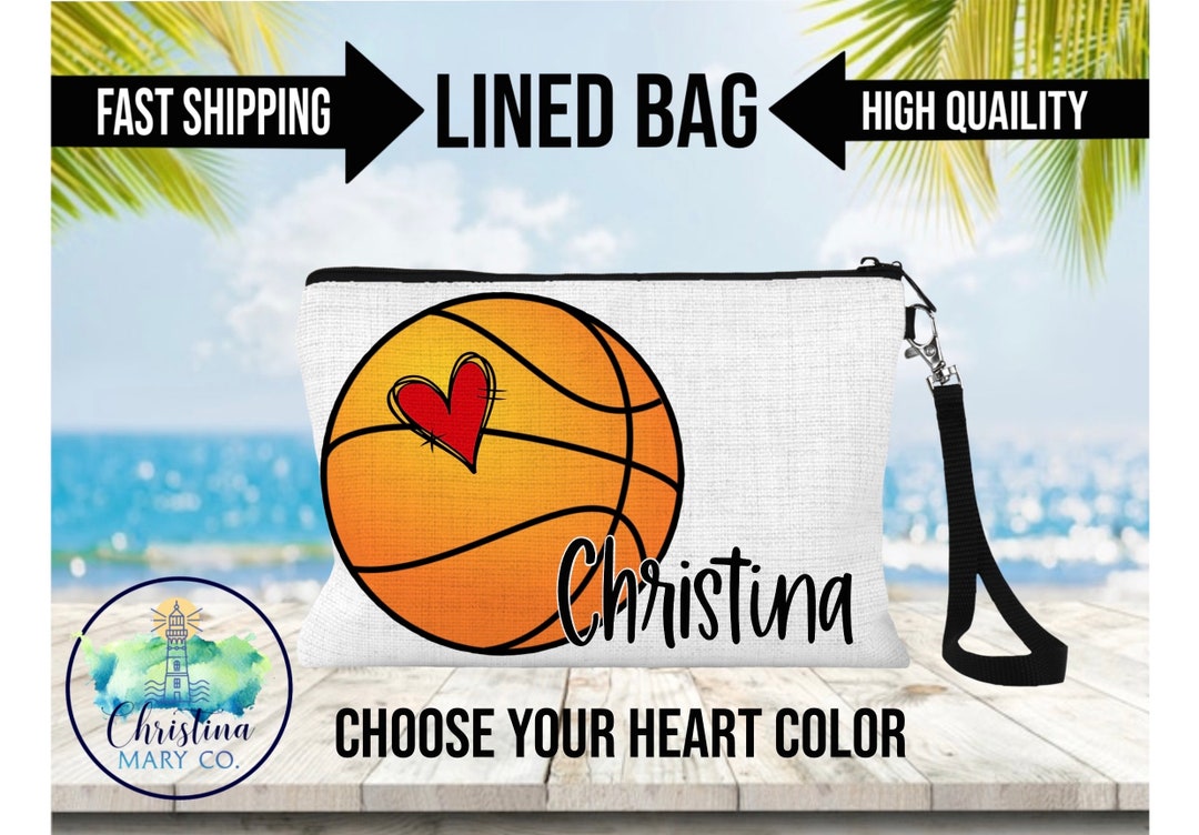 Basketball Cosmetic Bag, Personalized Sports Make up Bag, Girls Custom ...