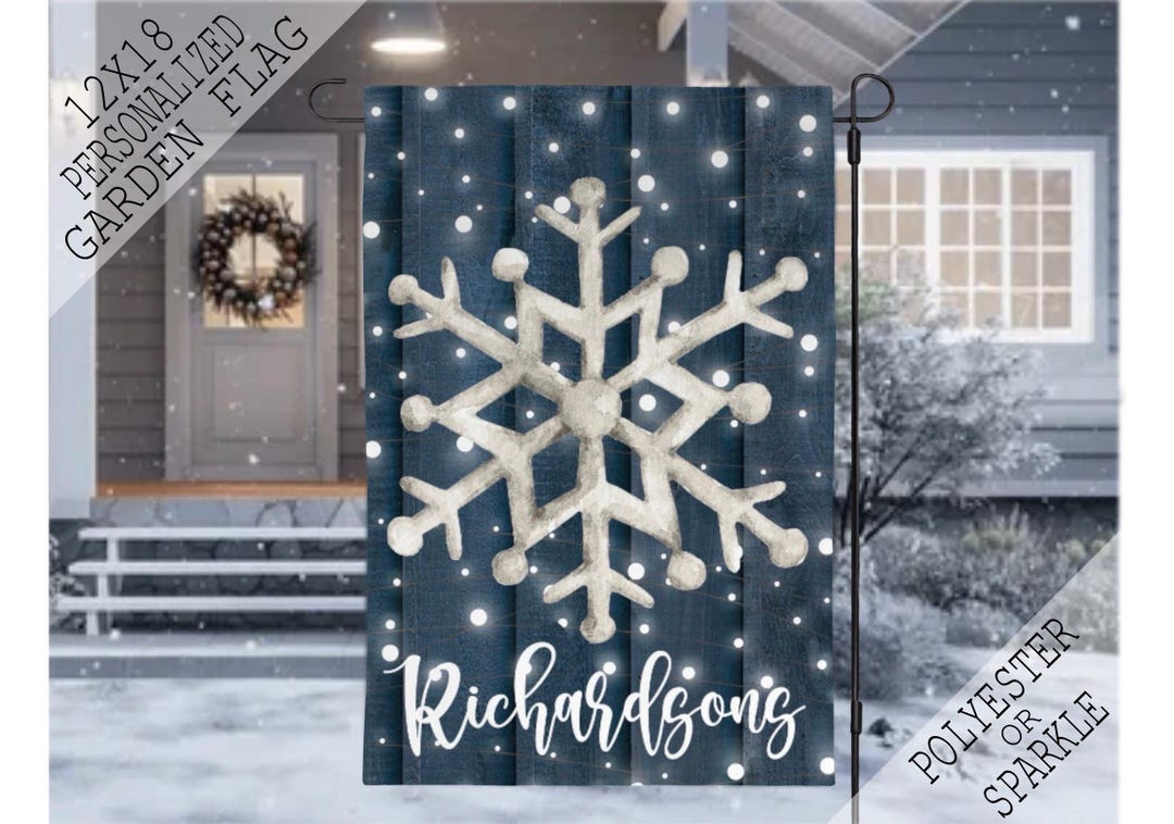 Personalized Winter Snowflake Garden Flag: Holiday Decor (12x18 Inch ...