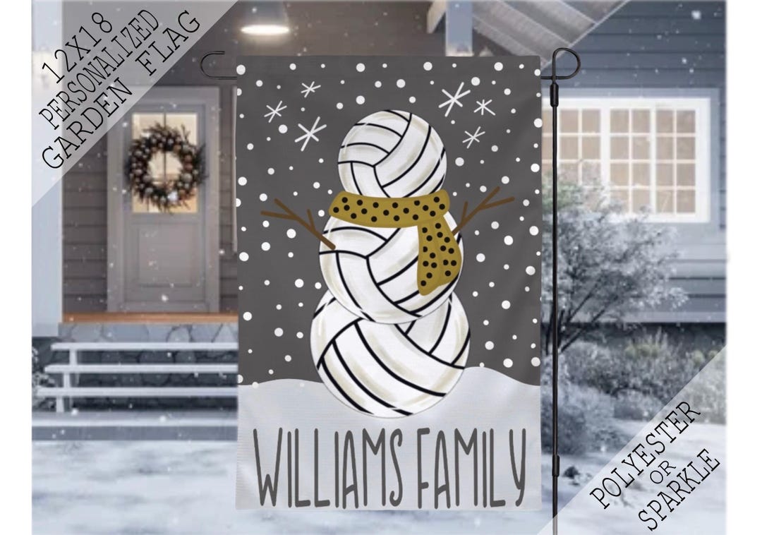 Personalized Volleyball Snowman Garden Flag: Sports Family Decor - Etsy