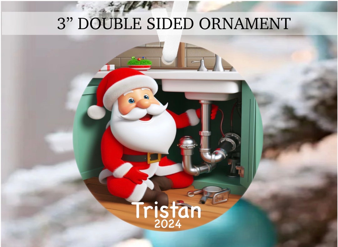 Personalized Santa Plumber Christmas Ornament, Personalized Co-worker ...