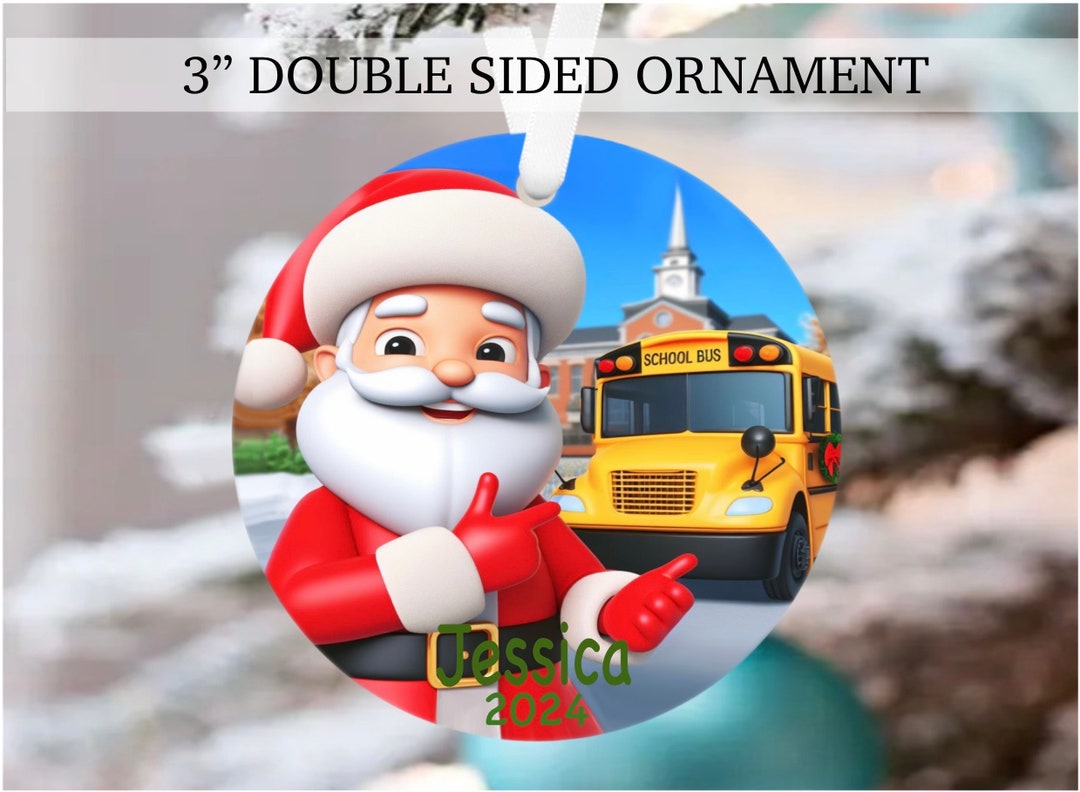 Personalized Santa School Bus Driver Christmas Ornament, Personalized ...