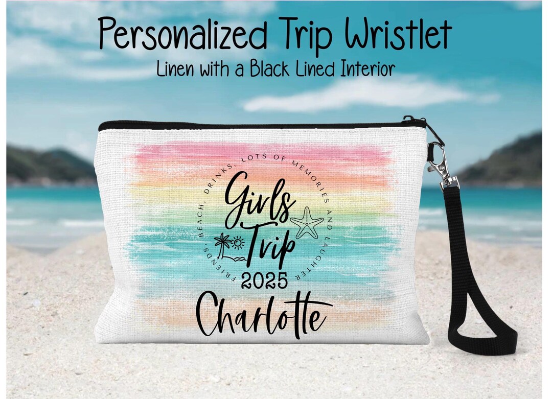 Girls Trip Lined Cosmetic Bag, Personalized Girls Trip Bag, Girls ...