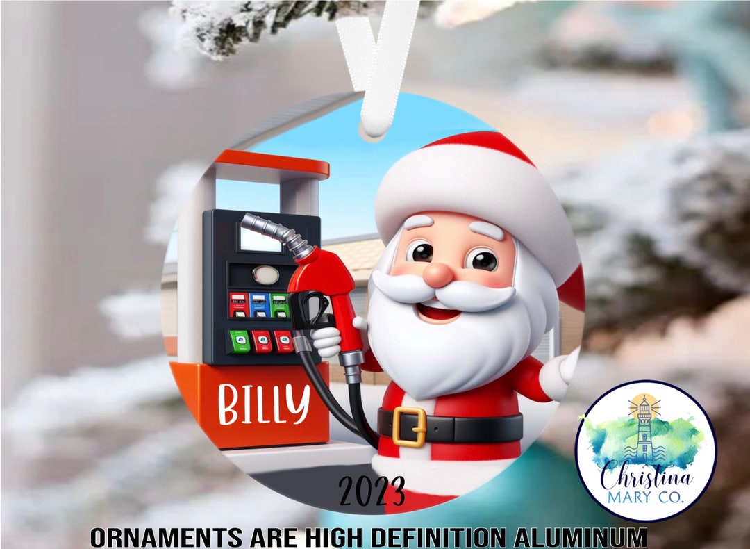 Personalized Santa Gas Station Worker Pump Christmas Ornament ...
