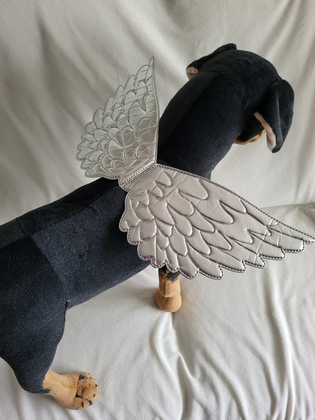 MEDIUM Silver Plush Dog Pet Angel Wings Christmas, Holiday Party Wings ...