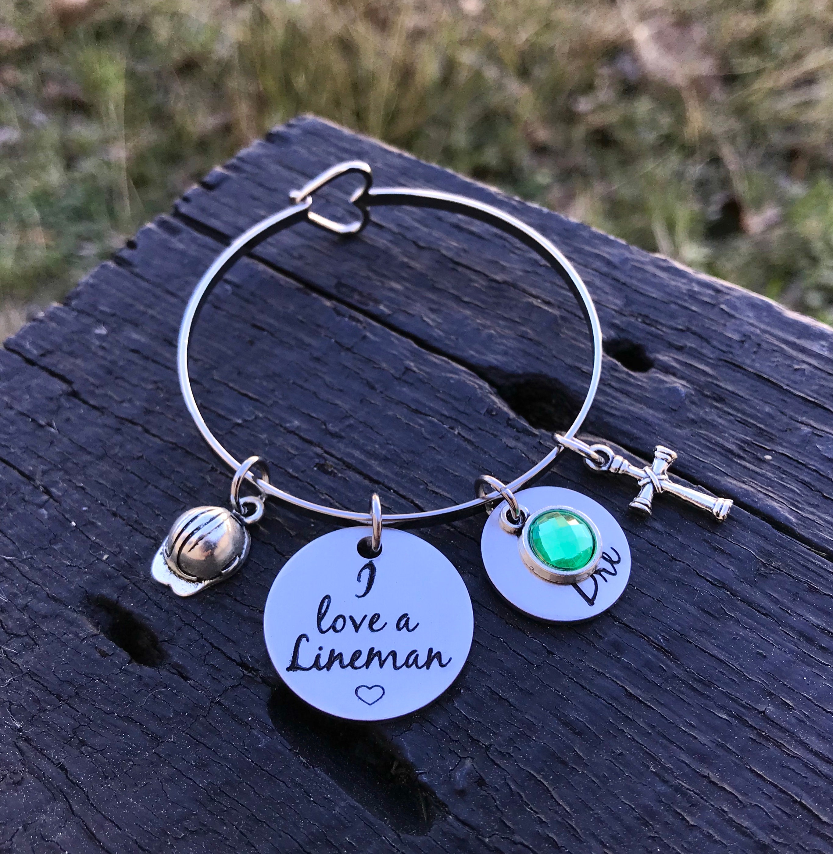 I Love A Lineman Bracelet Lineman Jewelry Lineman Wife | Etsy