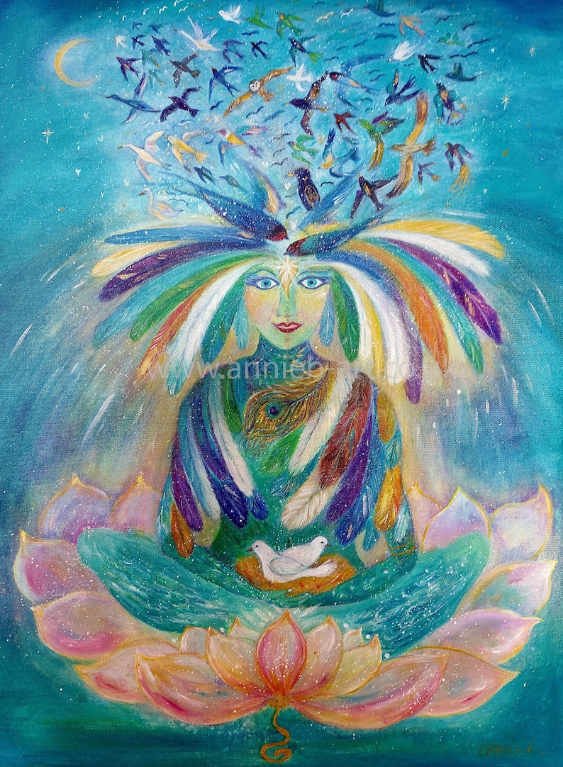 Goddess of the Birds - Original Painting - Etsy