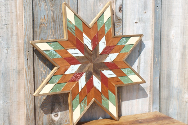 Barn quilt star rustic wood star amish star quilt | Etsy