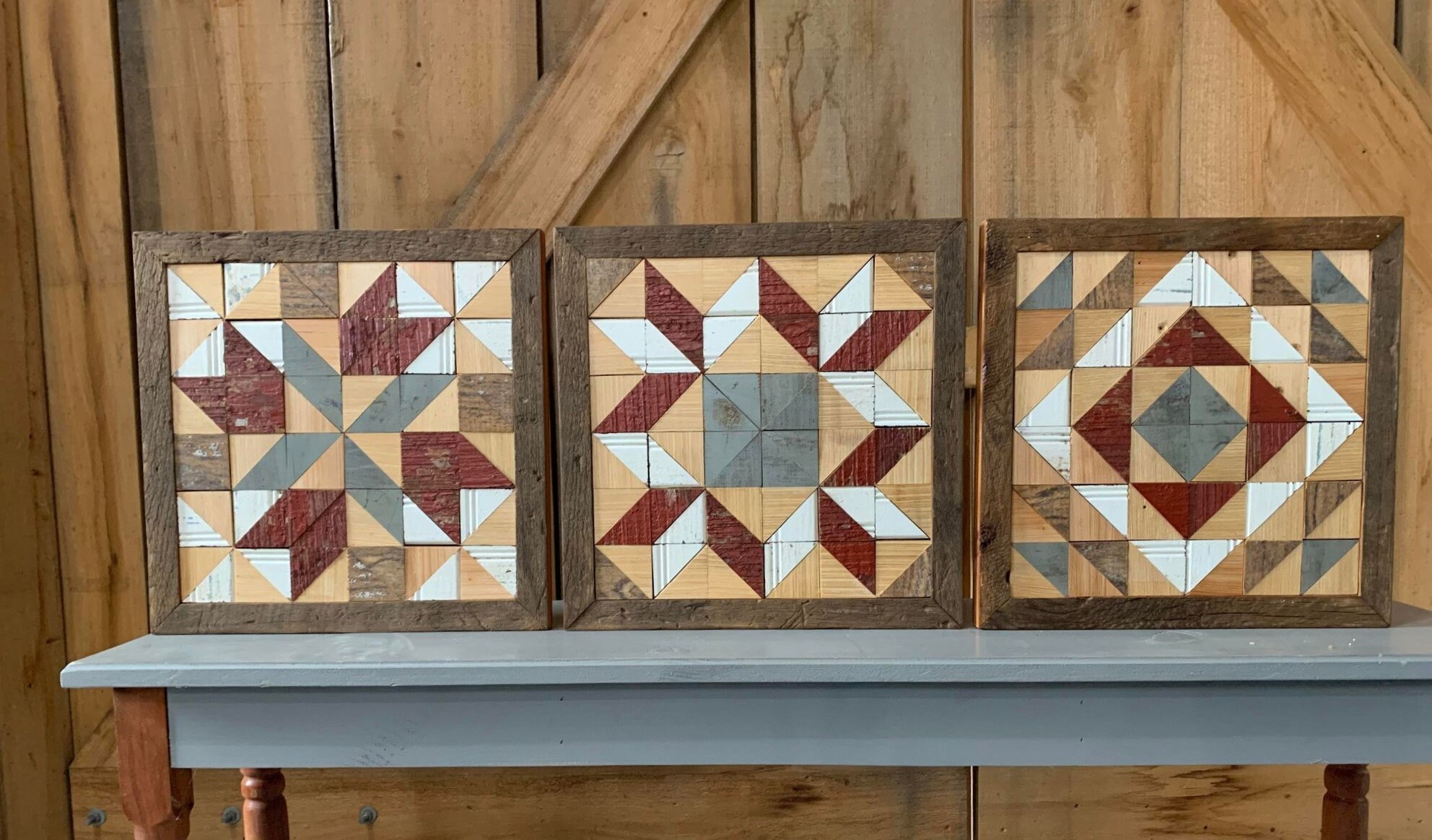Wooden Quilt Block Barn Quilt Set 0f 3 - Etsy