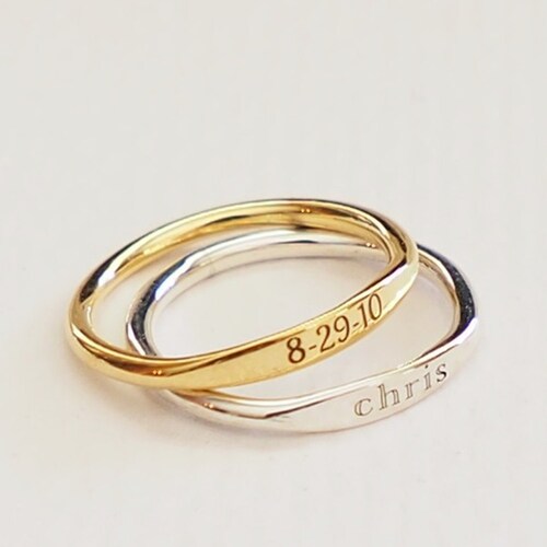 Custom Coordinates Ring Personalized Stackable Name Ring - Etsy