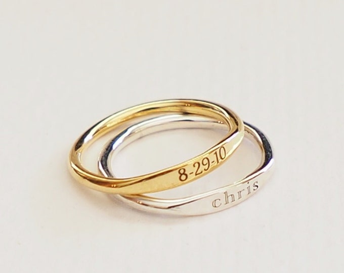 Personalized 3mm Sterling Silver Ring, Engraved Ring, Secret Message ...