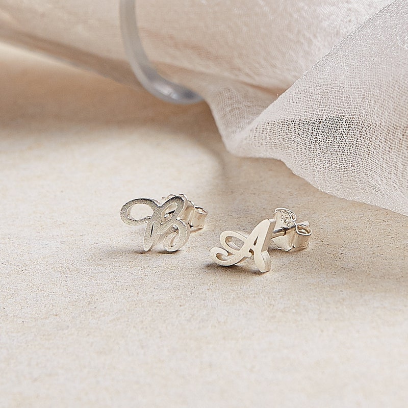 Initial Earrings - Etsy
