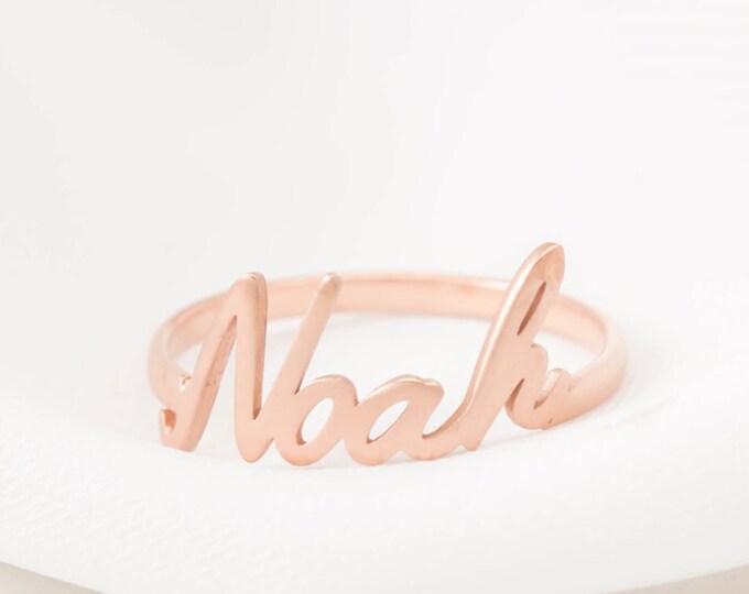 Custom Name Ring Personalized Stacking Ring Skinny Stackable Names Ring ...