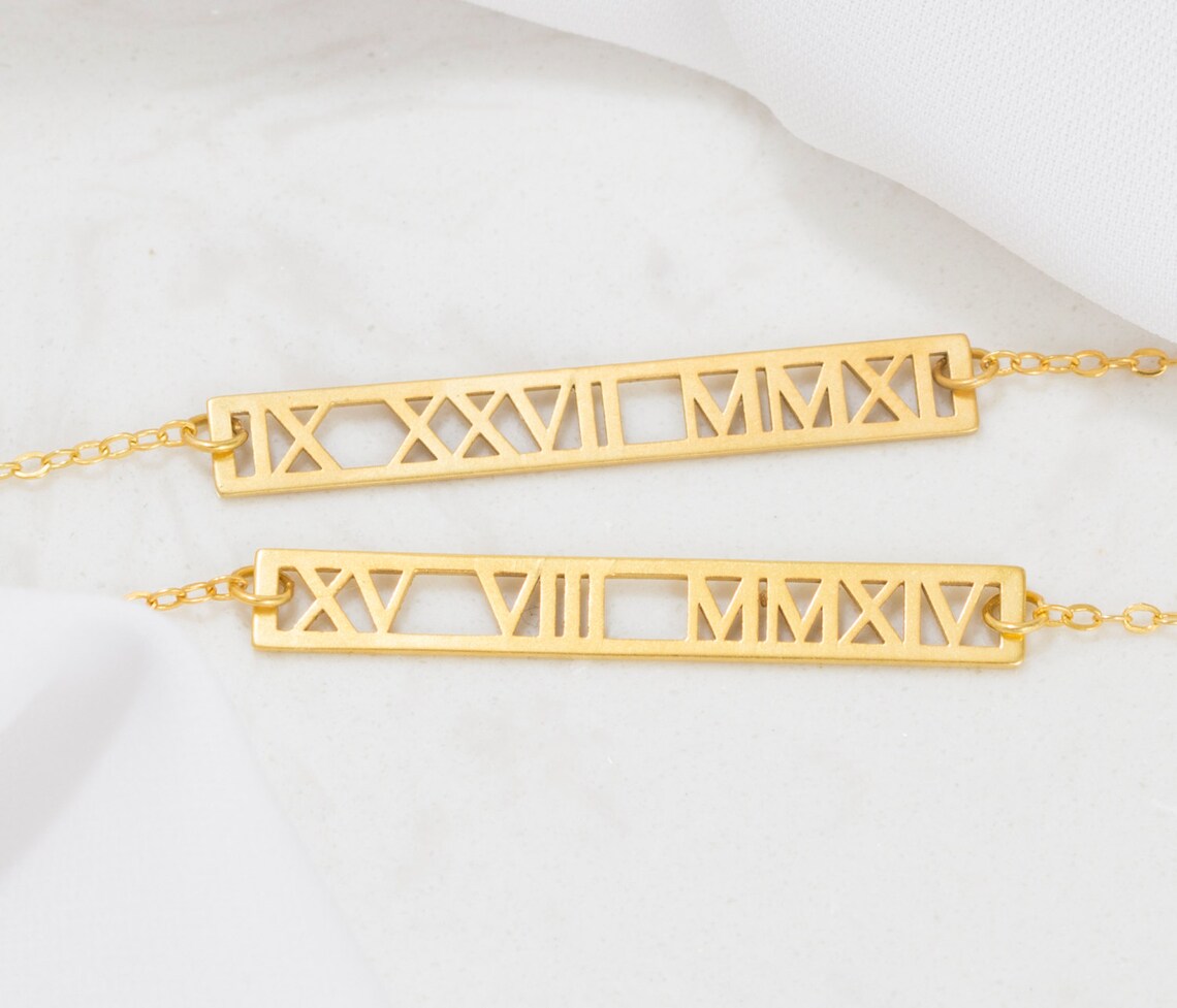 Your Roman Numerals Necklace Custom Roman Numeral Bar | Etsy