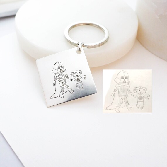 Child's Artwork Keychain Children Drawing Jewelry | Etsy