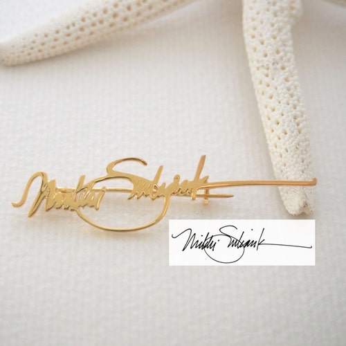 Custom Handwriting Pin Personalized Signature Brooch - Etsy