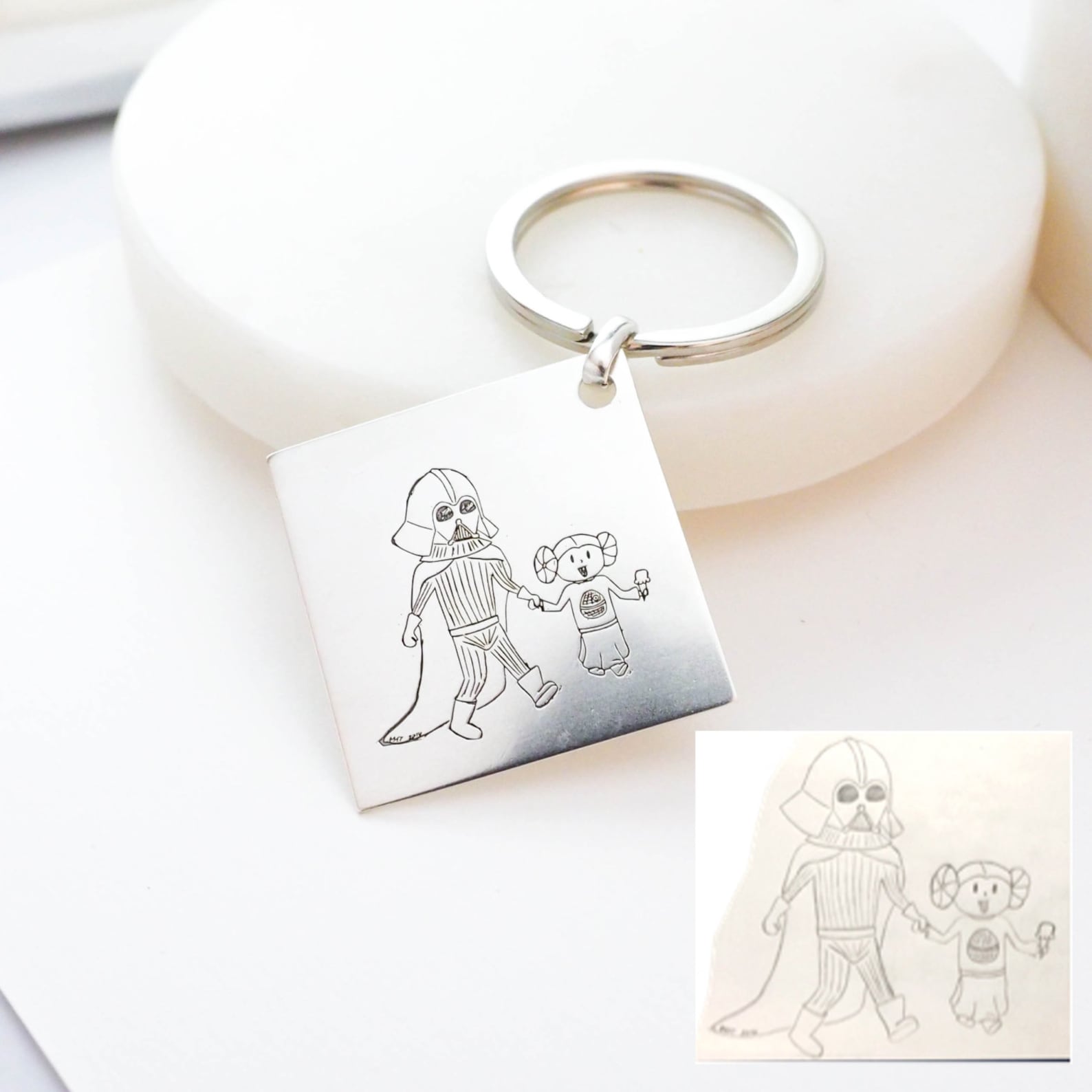 Child's Artwork Keychain Children Drawing Jewelry | Etsy