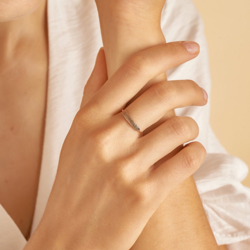 Dainty Fingerprint Ring Custom Fingerprint Jewelry | Etsy