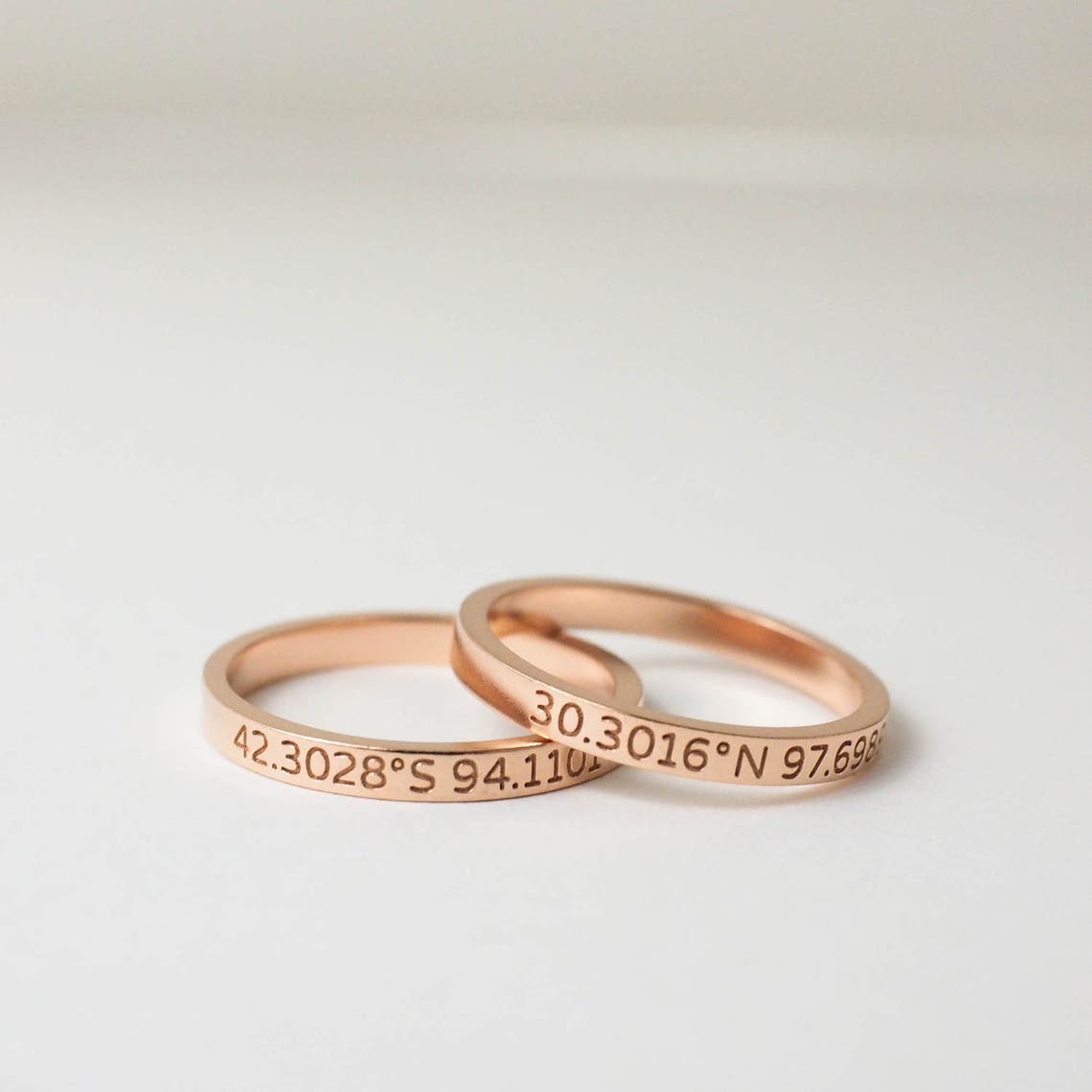 Custom Coordinates Ring Personalized Stackable Name Ring - Etsy
