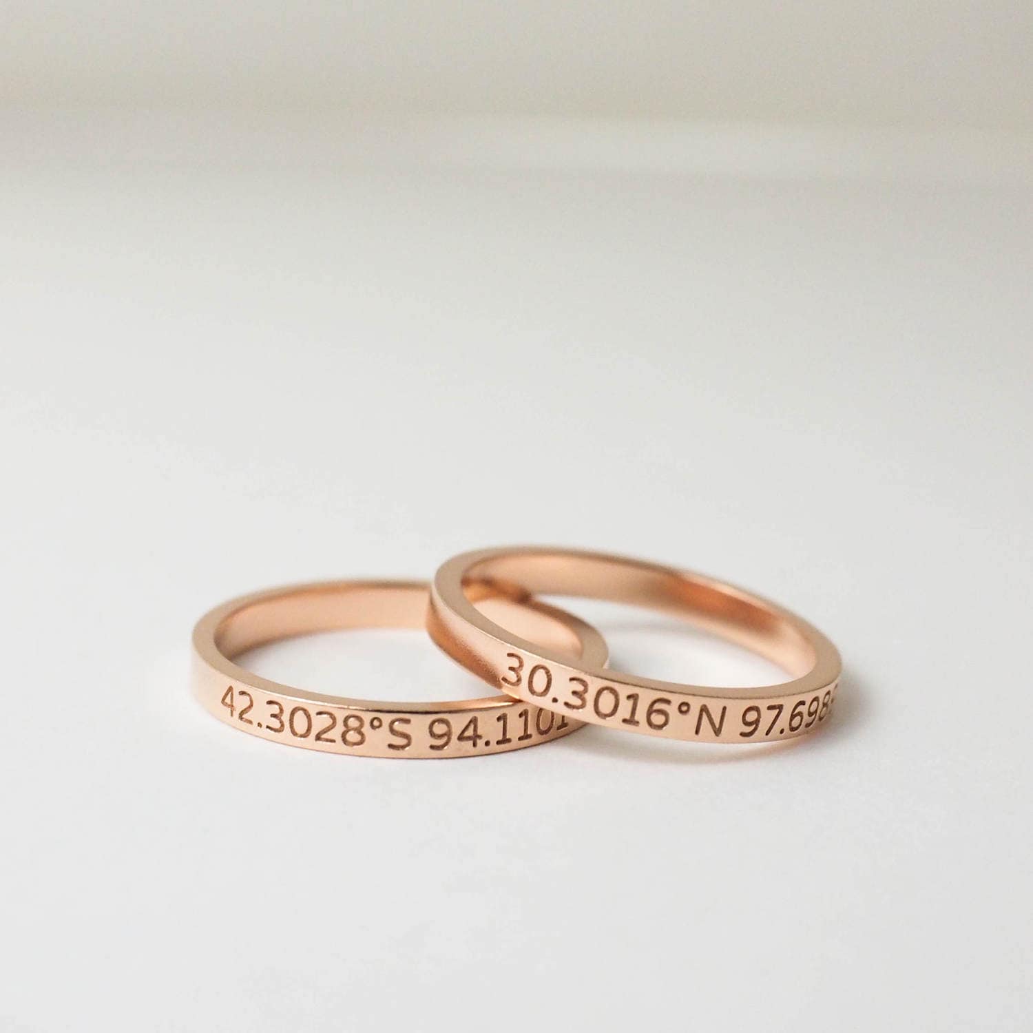 Custom Coordinates Ring Personalized Stackable Name Ring - Etsy