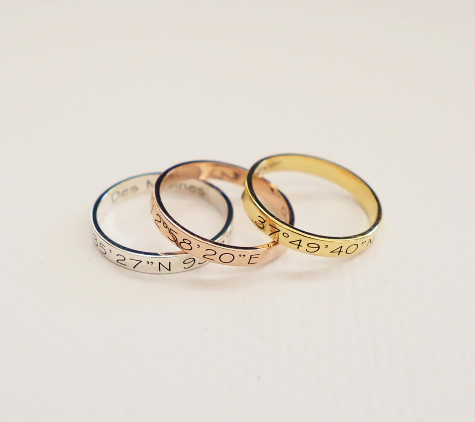 Custom Coordinates Ring Personalized Stackable Name Ring - Etsy