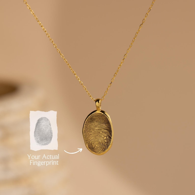 Custom 3D Fingerprint Necklace • Engraved Oval Pendant Necklace ...