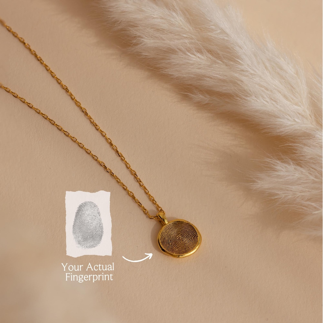 Custom Fingerprint Coin Necklace • Organic Disc Necklace With Your ...