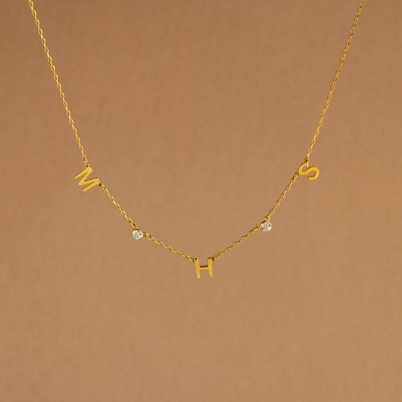 Custom Birthstone Letter Necklace • Personalized Gemstone Initial ...