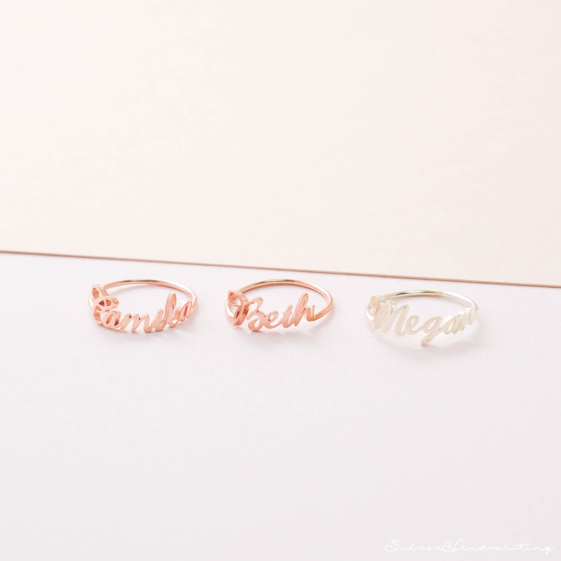 Custom Name Ring Dainty Stacking Name Ring in Sterling - Etsy