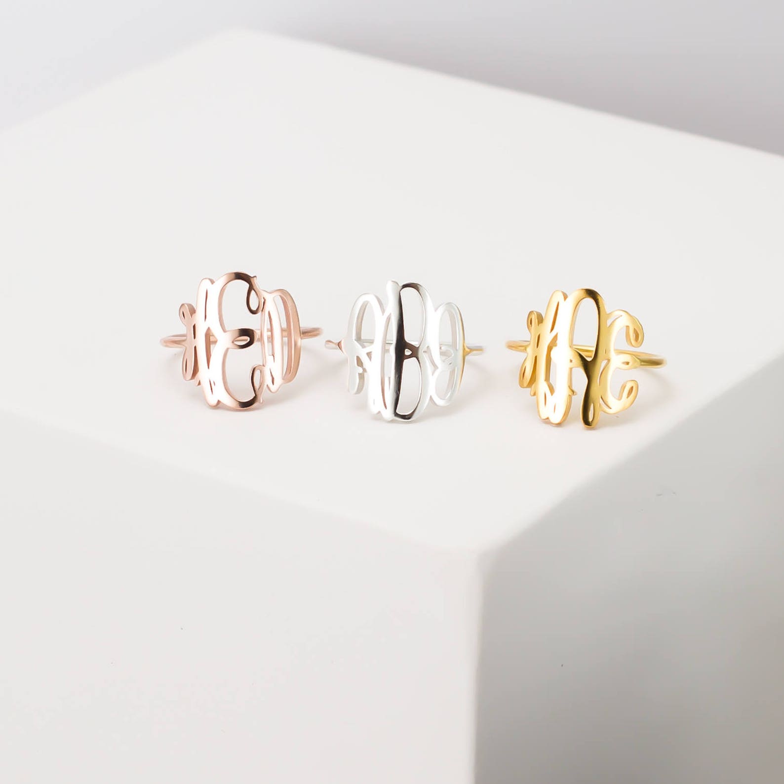 Custom Monogram Ring Your Initials Ring Personalized - Etsy