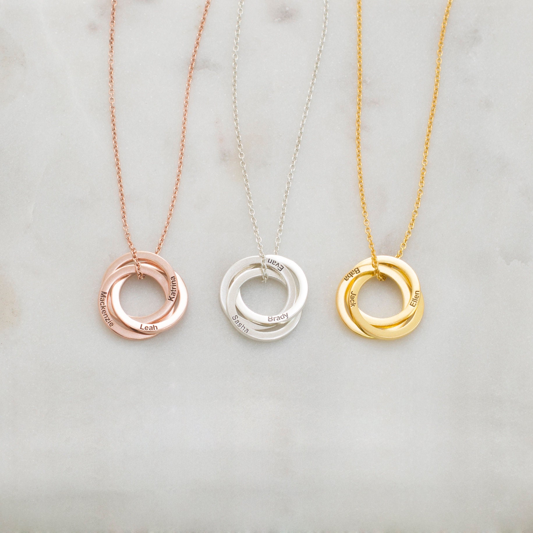 Custom Family Necklace Personalized Linked Circle Necklace | Etsy