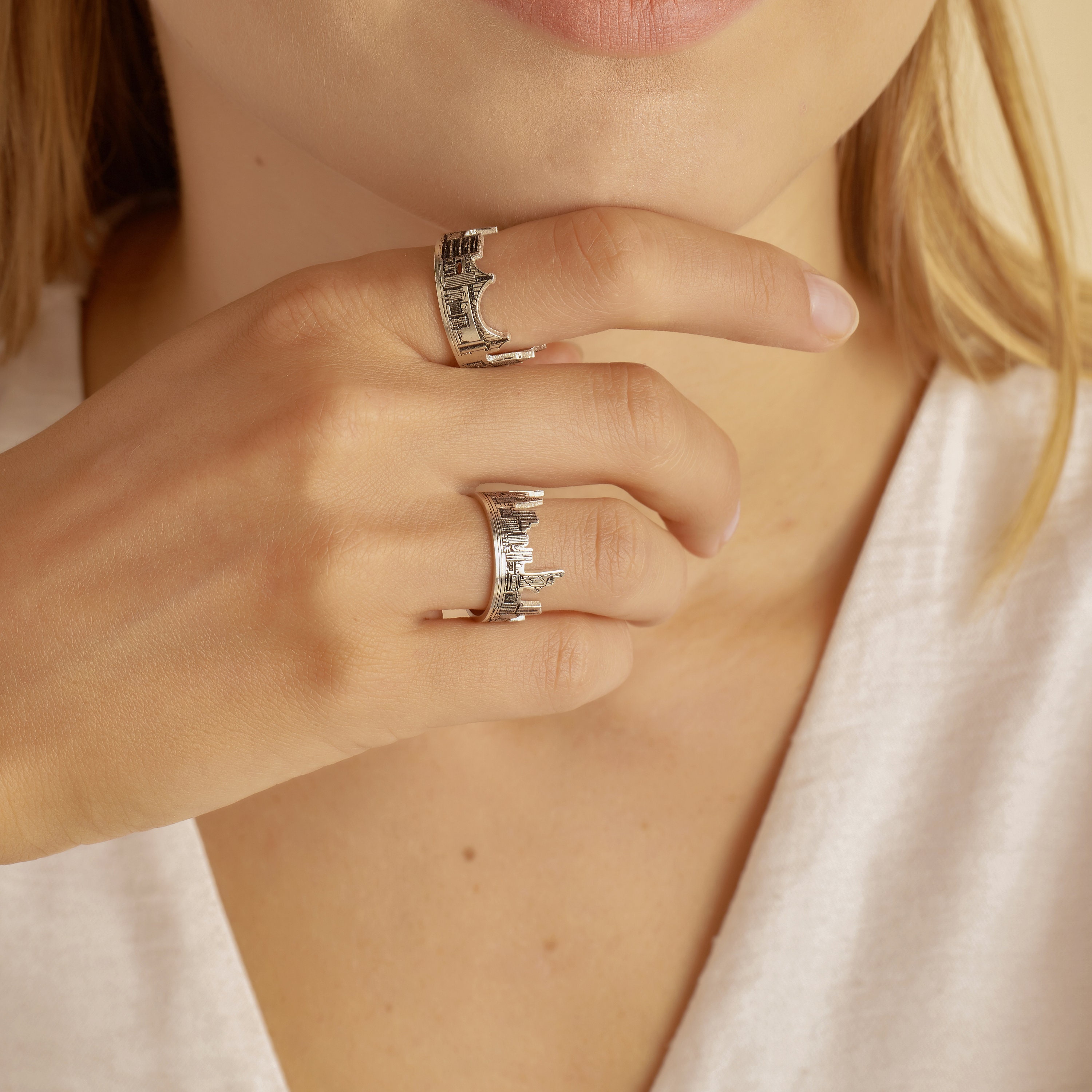 Custom City Ring Personalized Cityscape Ring Statement | Etsy