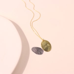 Custom Fingerprint Necklace • Engraved Handwriting Oval Pendant ...