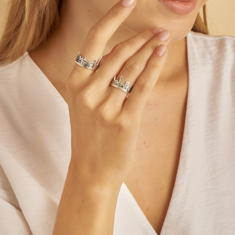 Custom City Ring Personalized Cityscape Ring Statement - Etsy