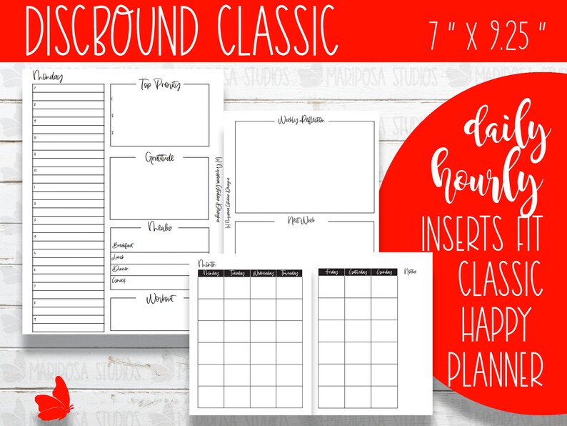 Discbound | Classic Happy Planner | Daily Hourly - Etsy