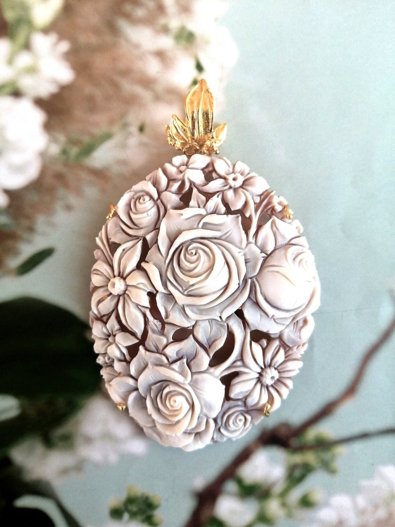 Large Flower Cameo - Etsy