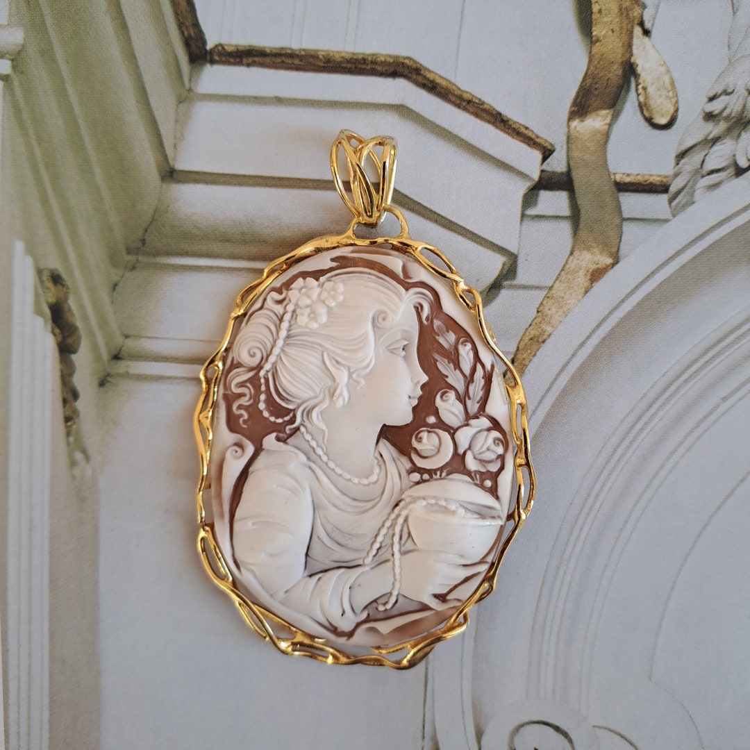 Pendant With Real Cameo Mounted in Gold Plated Silver - Etsy