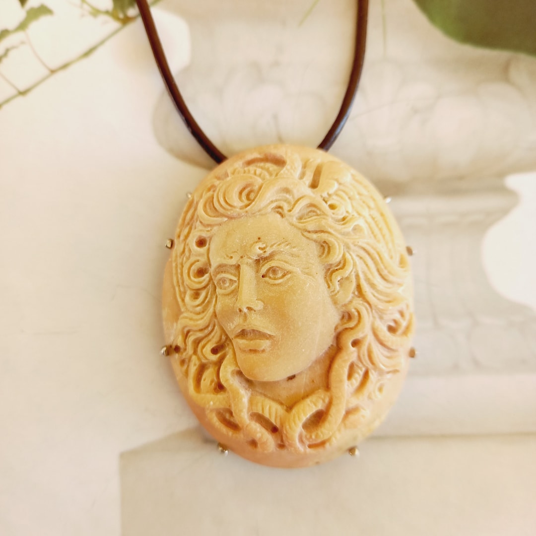 Medusa Cameo Pendant on Lava Stone - Etsy