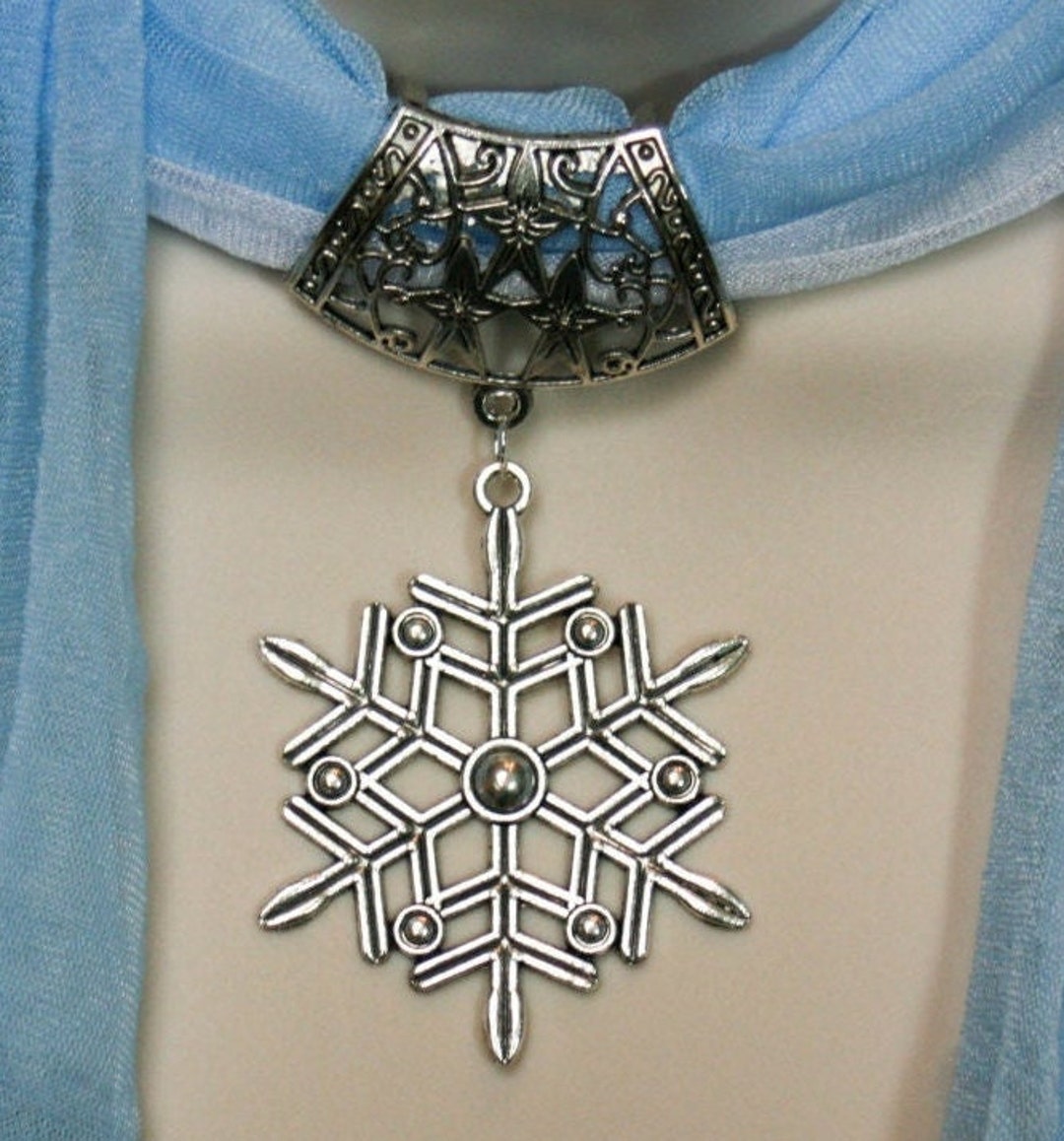 Scarf Pendant Silver Color Metal Snowflake Pendant and Scarf Bail ...