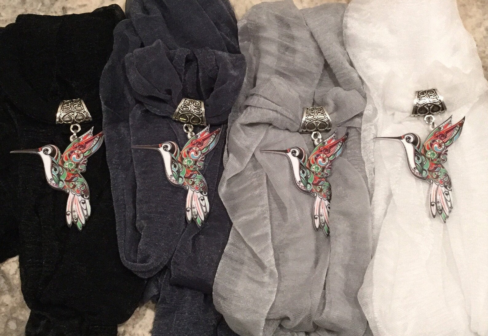 Jeweled Scarf S1:01A Acrylic Hummingbird Pendant on Small - Etsy