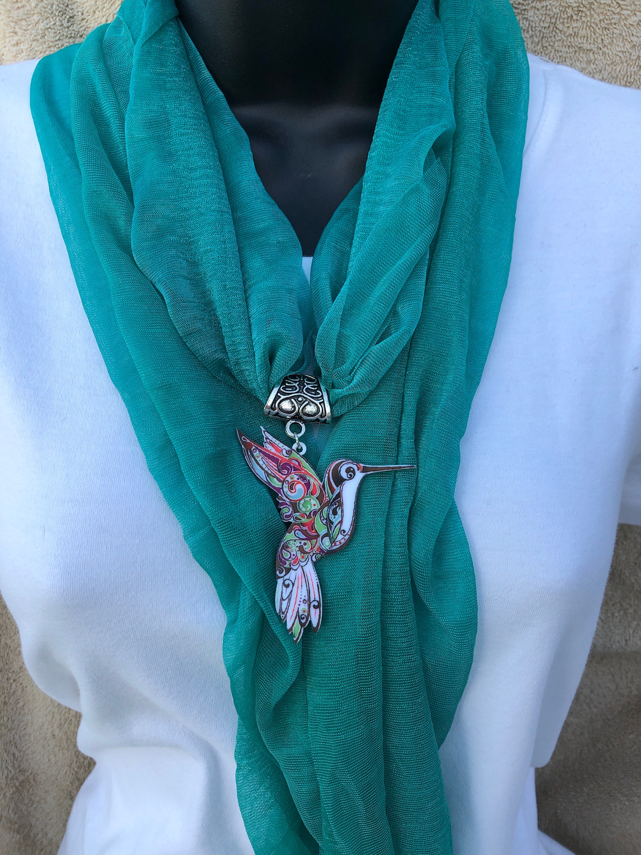 Jeweled Scarf S1:01A Acrylic Hummingbird Pendant on Small - Etsy