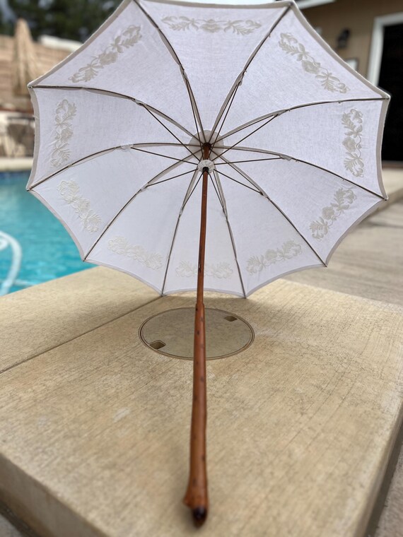 Antique Parasol Frame 1880’s with new Embroidered Lin… - Gem