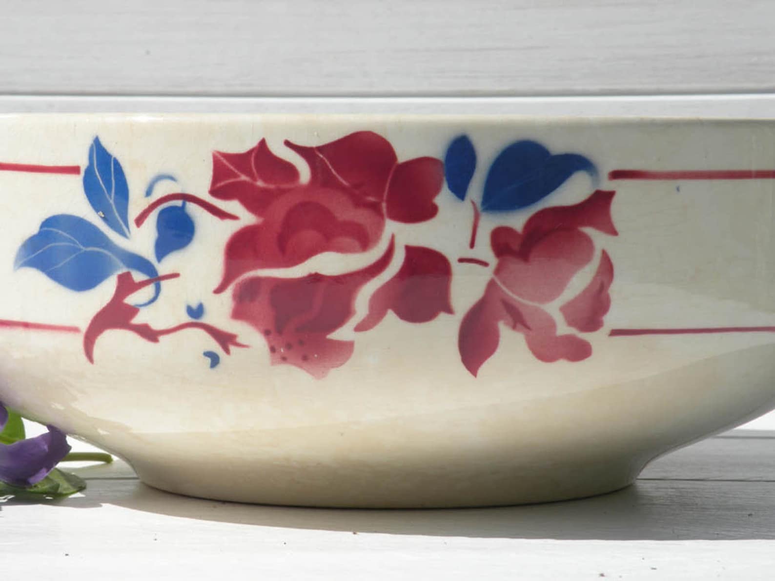French Vintage Decorative Fruit Bowl With Floral Transfer - Etsy
